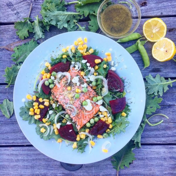 Salmon and Beet Salad with Dill Lemon Vinaigrette - Artful Palate