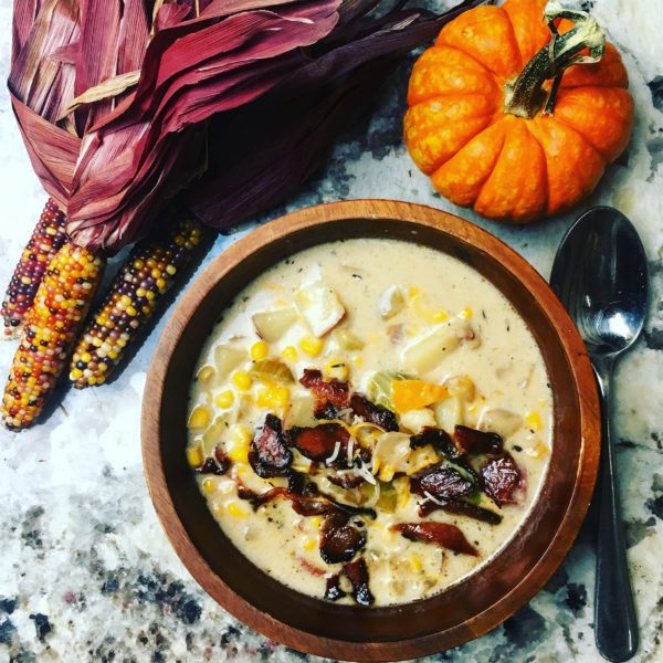 Corn & Vegetable Chowder with Bacon - Artful Palate